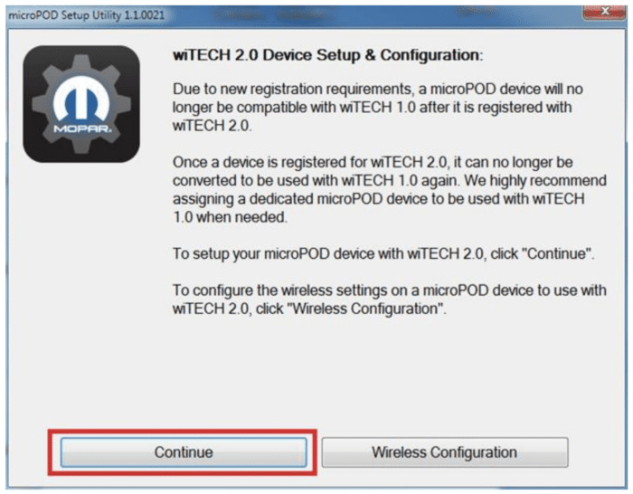 How to setup your microPOD for wiTECH 2.0